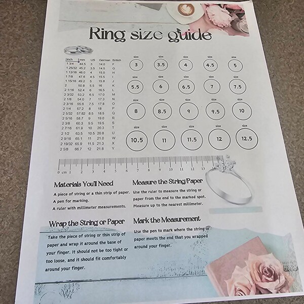 Ring Size Chart Printable Ring Sizer, Ring Size Guide, Printable Ring ...
