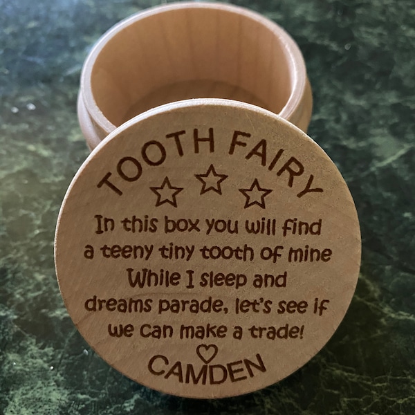 Tooth Fairy Box Custom Wood Engraved With Tooth Fairy Poem - Alternate ...