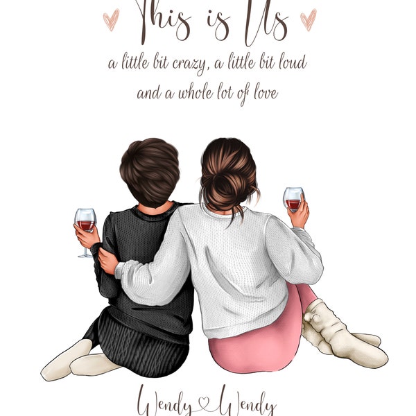 Custom Friend Prints, Friends Portrait Illustration, Personalised Wall ...