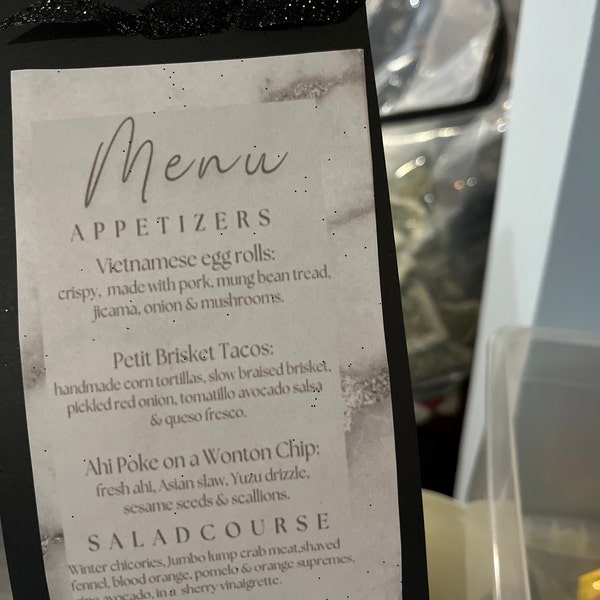 Editable White and Silver Menu Card Template, Marble Design, Luxury ...