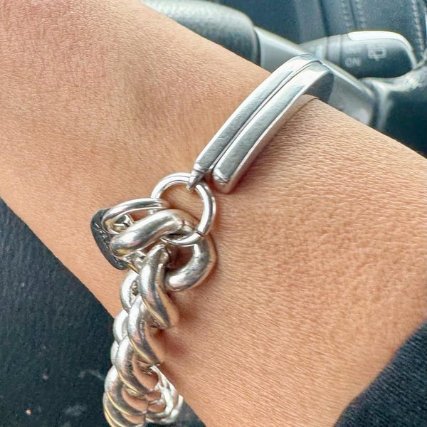 Chunky Chain Bracelet for Women Chunky Silver Bracelet Curb Solid Chain ...