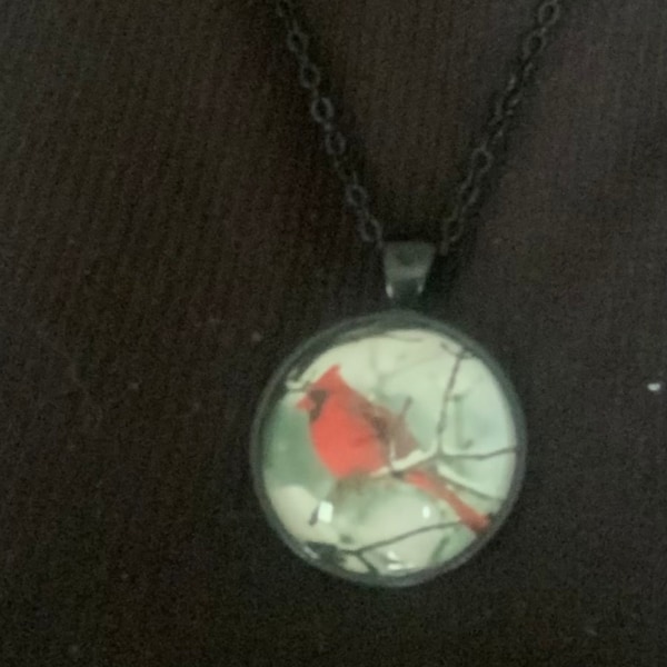 Red Cardinal Art Pendant, Red Cardinal Necklace, Red Cardinal Jewelry ...