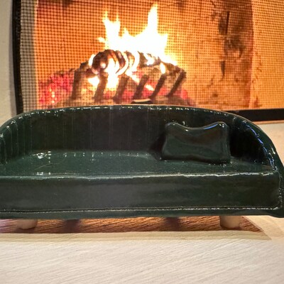 Miniature Handmade Green Ceramic Couch - Etsy