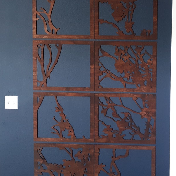 4 Panel Wood Wall Art, Wood Tree of Life Wall Decor, Wood Panel Wall ...