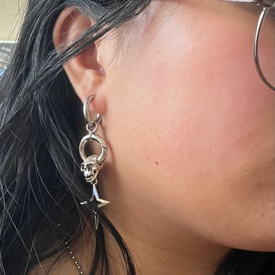 Skull Earrings Hypoallergenic Goth Grunge Punk Alt Chunky Star Y2k ...
