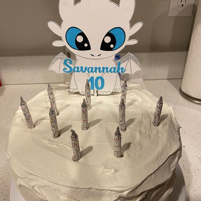 Light Fury Dragon: How to Train Your Dragon Birthday Cake Topper ...