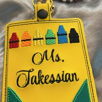 Personalized Boho Rainbow Pencil Badge Holder, Teacher ID Badge Holder ...