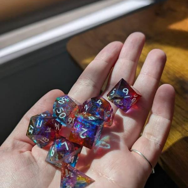 Riptide - Ocean Dice, Beach Dice Dice, Water Dice, Handmade Resin Sharp Edge Dnd Dice Set for ...