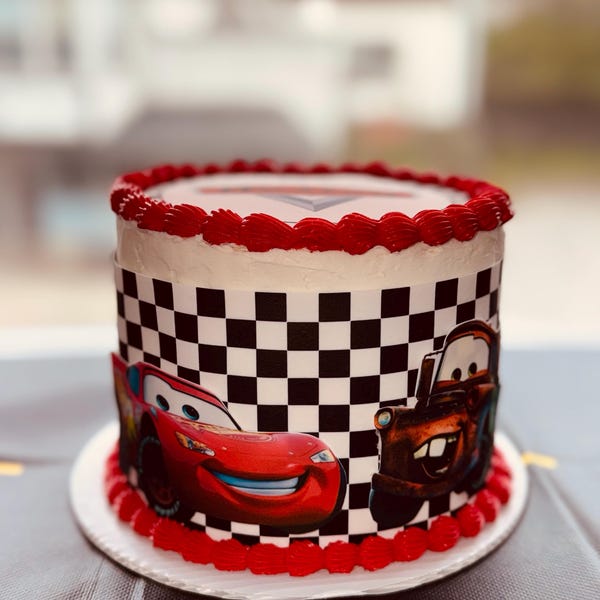 Edible Black and White Checkered Flag Cake Wraps and Strips. for Cakes ...