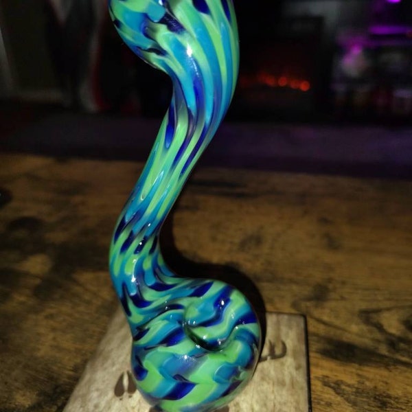 Glass Sherlock Pipe Iridescent Sparkle Green - Red Chunky Colorful ...