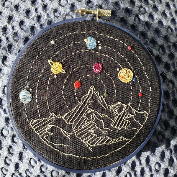 Mountain Solar System Embroidery Pattern PDF Guide Space Planets ...