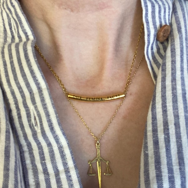 DUX FEMINA FACTI Necklace | Inspirational Latin Phrase Jewelry, Female ...