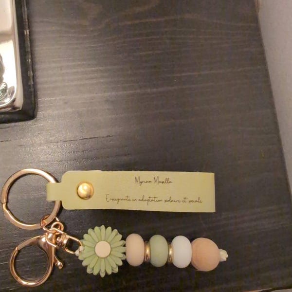 Personalised Keyring, Daisy Beaded Keyring, Faux Leather Keyring ...