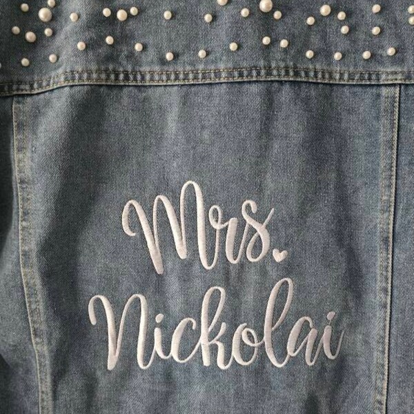 Embroidered Pearl Bride Jean Jacket - Etsy