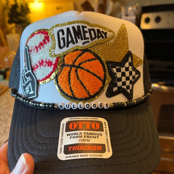 Custom Game Day Trucker Hat - Patches - Sports Mom - Etsy