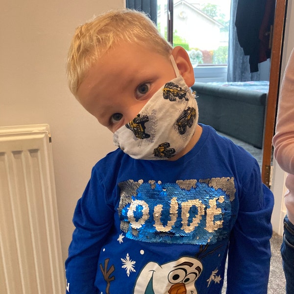 School Face Mask Kids & Adult Adjustable Masks Handmade in UK Soft ...