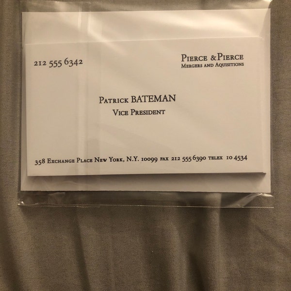 American Psycho - Patrick Bateman Business Card Replicas / Movie Prop ...