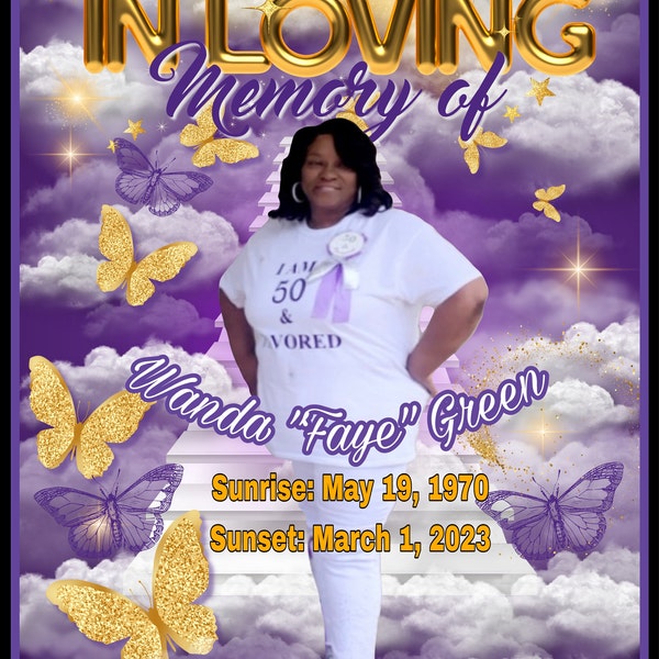 Purple Gold Butterflies in Loving Memory Heavens Gate Angel Wings ...