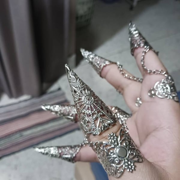 Hand Armor Finger Claws Goth Halloween Gift Claw Rings "kali", Dark ...