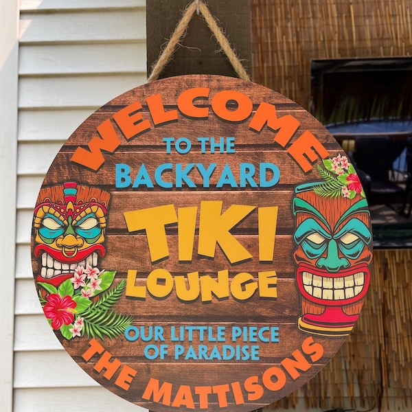 Personalized Tiki Bar Round Wood Sign Tiki Bar Tiki Hut Tiki Lounge ...