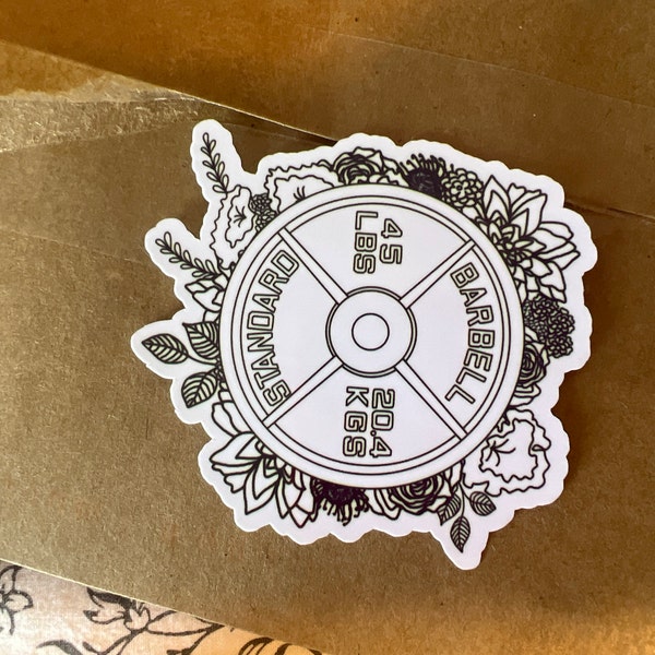 45lb Plate With Flowers Sticker, Weightlifting Sticker Powerlifting Gym ...