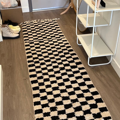 Moroccan Checkered Runner Rug Checkerboard Wool Narrow Ru Runner - Etsy