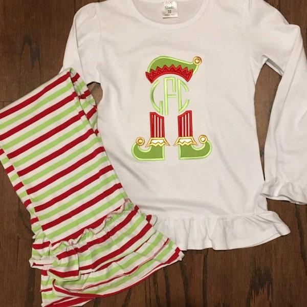 Elf Monogram Frame, Applique Design, Machine Embroidery, Christmas ...