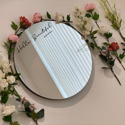 Hello Beautiful Handwritten Mirror Quote Vinyl Decal for Bathroom ...