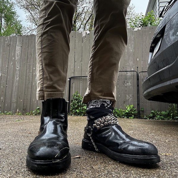 Bootstraps Boot Harness Handmade Genuine Leather Heart Concho Chains ...