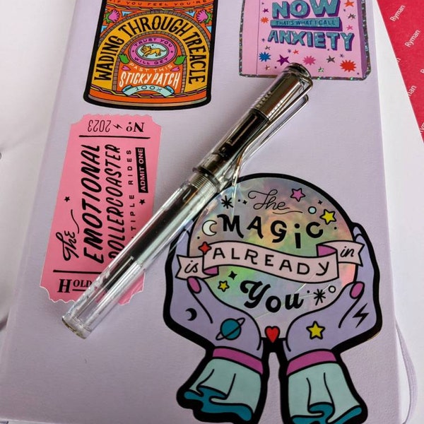 Holographic Wading Through Treacle Tin Sticker - Mental Health Themed ...