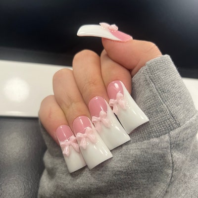 Duck Nails Duck Press on Nails Press Ons Press on Nails Glue on Nails Cute Press on Nails Bow ...