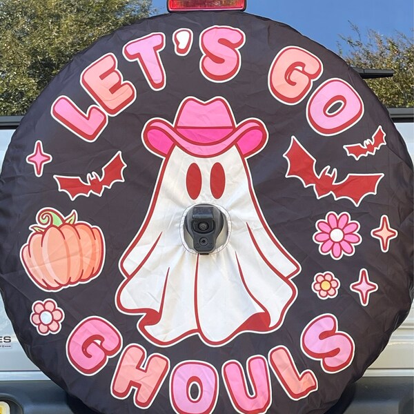 Let's Go Ghouls Tire Cover, Ghost Spare Tire Cover, Halloween Tire ...