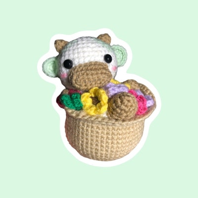 Velvet Mini Cow With Frog Hoodie Super Soft Crochet Cow - Etsy