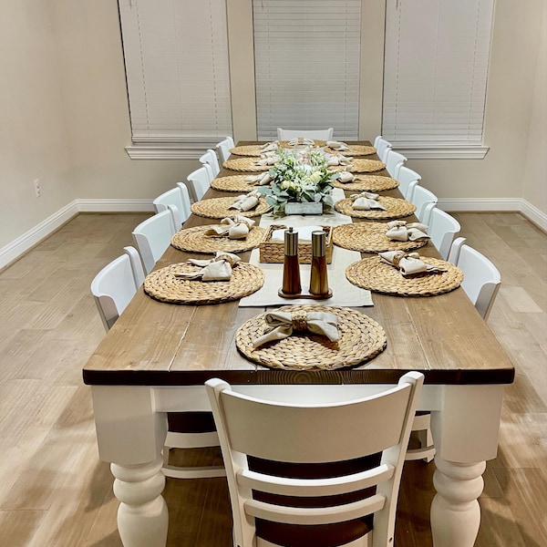 Large Farmhouse Table, Rustic Dine Table, Long Farmhouse Table, Big ...