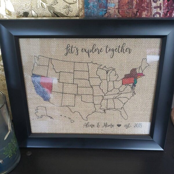 Travel Map of USA - Engagement Gifts for Couple - United States ...