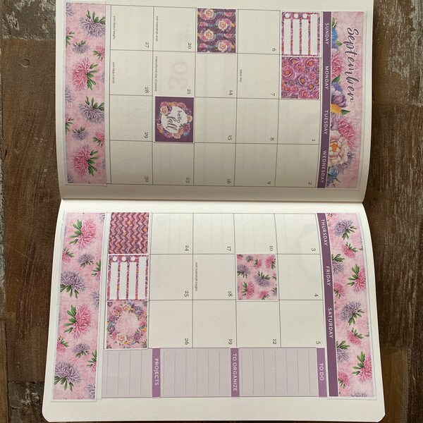 Printable September Monthly Kit, September Monthly Planner Stickers ...
