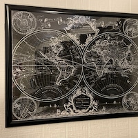 1720 Old World Map,black Map Wall Art, Historic Map Antique Style Map ...