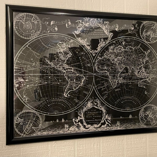 1720 Old World Map,black Map Wall Art, Historic Map Antique Style Map ...