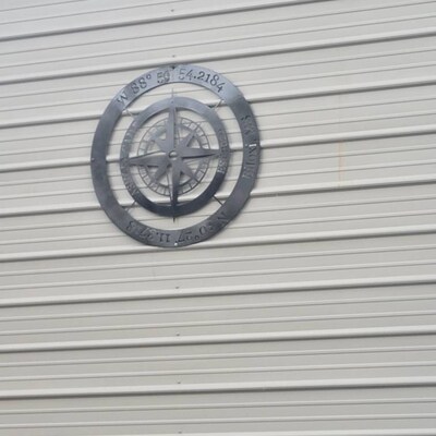 Personalized Compass Metal Sign Custom Coordinates Sign Nautical Decor ...