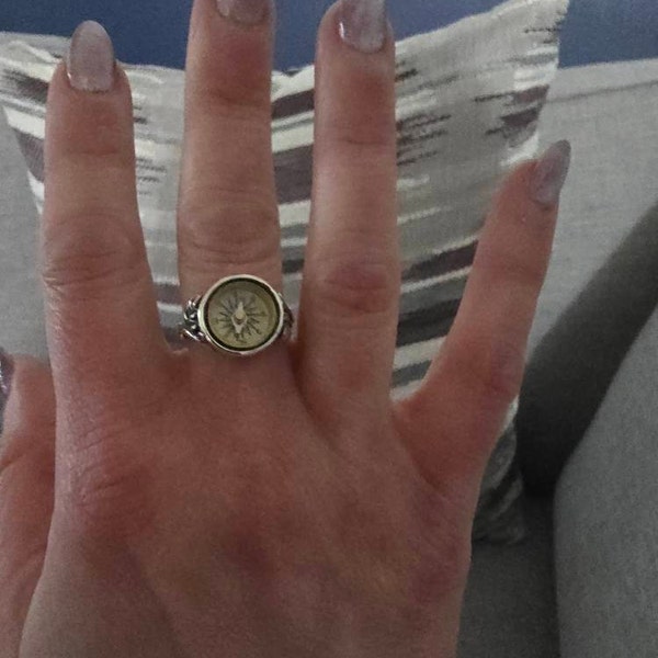 Working Compass Ring Sterling Silver, Silver Twig Ring, Compass Jewelry ...