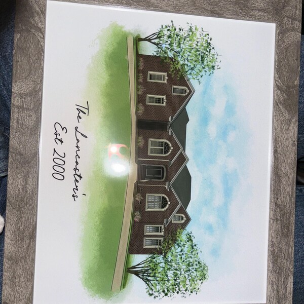 Personalized First Home Portrait, Watercolour Family Home Wall Art ...