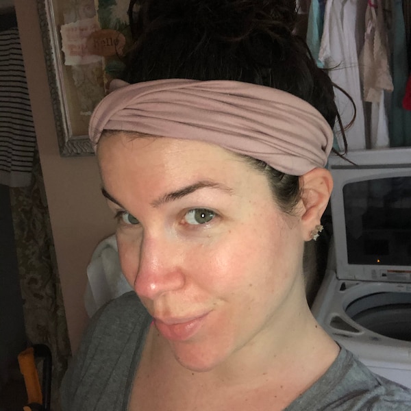 Blush Double Twist Headband Turban Headband Wide Headband Yoga Headband