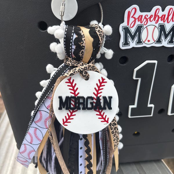 Personalized Baseball Bag Tag: Acrylic Charm With Tassel - Etsy