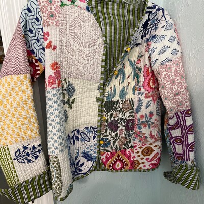Handmade Patchwork Jacket, Hand Stitched Cotton Patchwork Jacket ...