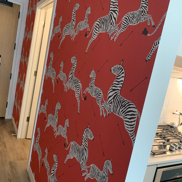 Masai Red Zebra Print Peel and Stick Removable Wallpaper - Self ...