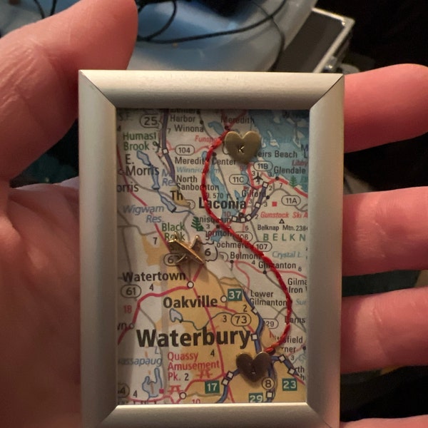 Long Distance Map Frame, String of Fate Gift (2x2.7") - Etsy