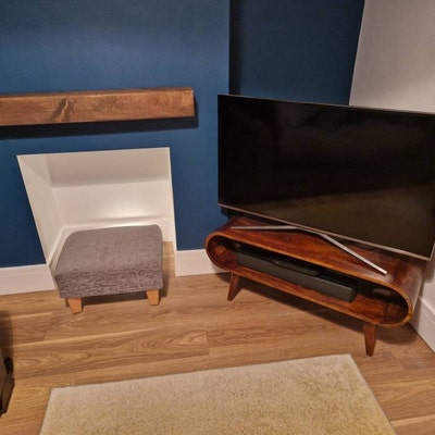 Tv Stand Side Table Rounded TV Stand Open Shelf Curved TV Stand Retro ...