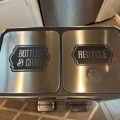 Recycle Bottles and Cans Decal, Computer Cut Vinyl Decal, Trash Barrel ...