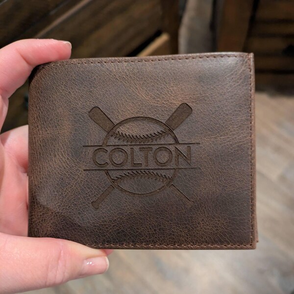 Personalized Baseball Wallet Men's, Custom Baseball Leather Wallets ...