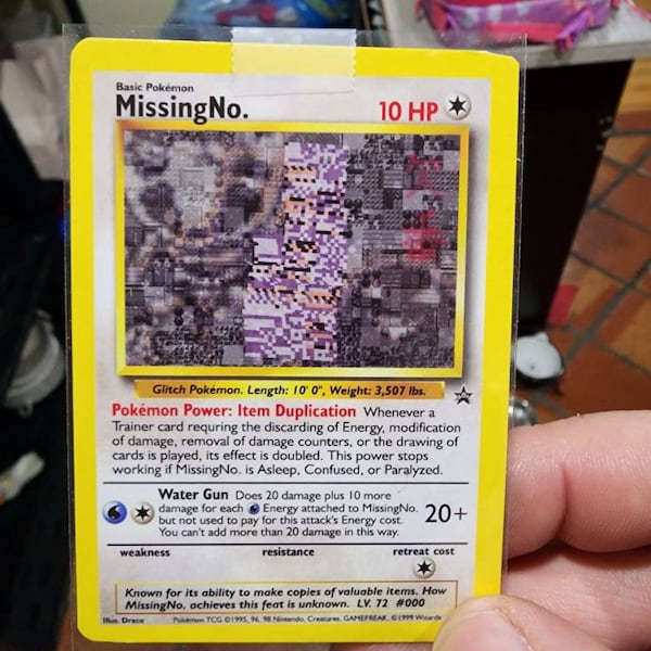 Custom Gen 1 Missingno Pokemon Trading Card (1:1 Replica of a Real Card ...